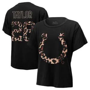 MAJESTIC THREADS Jonathan Taylor Indianapolis Colts Leopard Player Name & Number T-shirt - Black