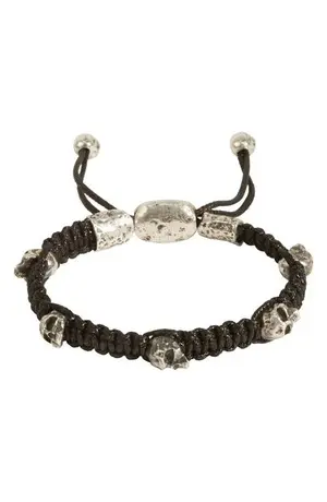 John Varvatos Skull Braided Bracelet - Silver