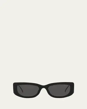 Prada Rectangle Acetate & Metal Sunglasses - Black
