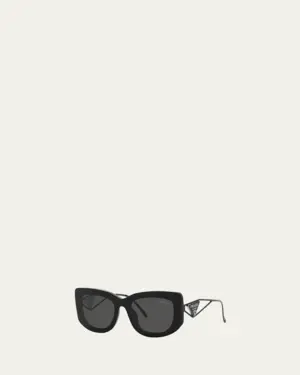 Prada Rectangle Acetate & Metal Sunglasses - Black
