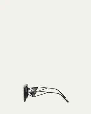 Prada Rectangle Acetate & Metal Sunglasses - Black