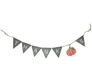 NORTHLIGHT Metal Thanksgiving Banner On A Jute Ord - One-color