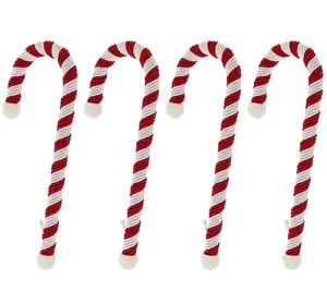HAUTE DECOR Set Of 4 Large Candy Cane St Ocking Holders - One-color