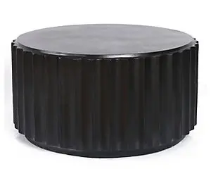 LUXEN HOME Luxenhome Black Cement Round Coffee Table - One-color