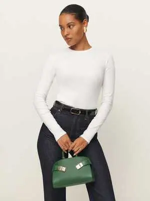 REFORMATION Davy Long Sleeve Crewneck T-shirt - Ivory
