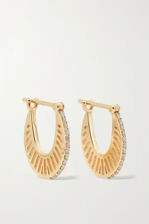 L’ATELIER NAWBAR Flat Ray Diamond Hoop Earrings - Gold