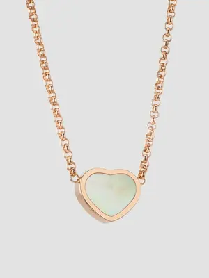 Chopard My Happy Hearts 18k Rose Gold & Mother-of-pearl Heart Pendant Necklace - Pink