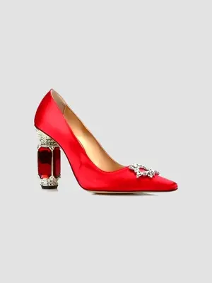 NALEBE Aurum 102mm Satin Crystal-embellished Pumps