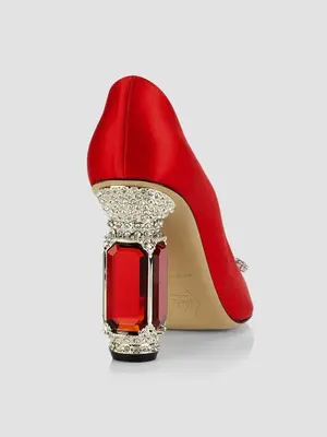 NALEBE Aurum 102mm Satin Crystal-embellished Pumps