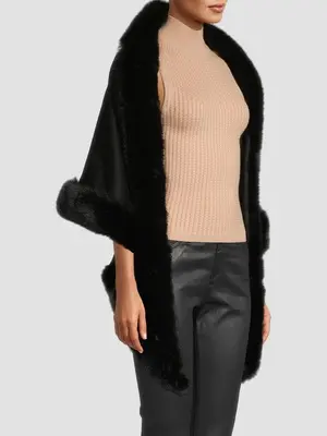 Sofia Cashmere Faux Fur & Cashmere Diamond Wrap