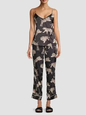 AVERIE Sierra 2-piece Tiger-print Satin Pajama Set