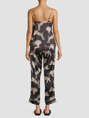 AVERIE Sierra 2-piece Tiger-print Satin Pajama Set