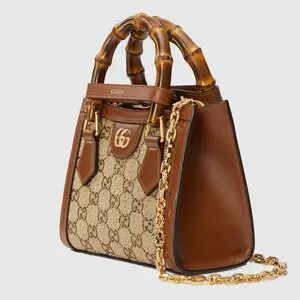 Gucci Gg Canvas Diana Crystal Mini Tote Bag