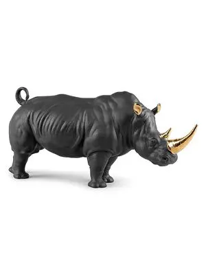 LLADRO Porcelain Rhino Sculpture