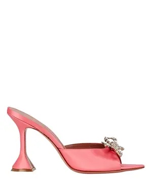 Amina Muaddi Rosie Crystal-Embellished Satin Mules - Pink
