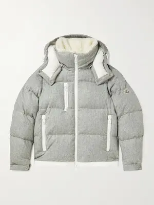 Moncler Tarentaise Quilted Virgin Wool-flannel Hooded Down Jacket - Gray