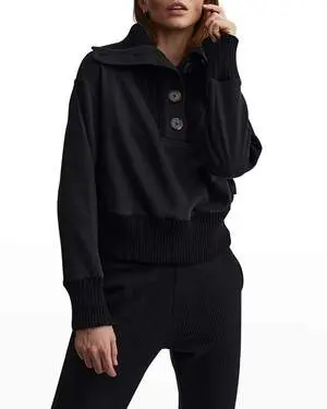 Varley Milan Button-front Sweatshirt - Black