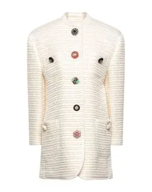 Dolce & Gabbana Overcoat & Trench Coat In Wool, Silk, And Polyamide - Ivory