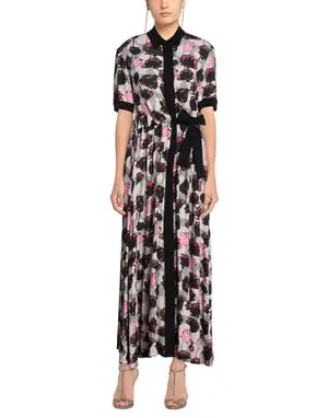 TRUSSARDI Striped Floral Print Maxi Shirt Dress