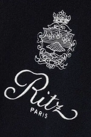 FRAME Ritz Paris Cropped Embroidered Cashmere Sweater