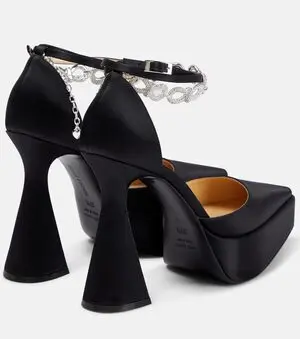 Mach & Mach Bow Chain Embellished Platform Pumps