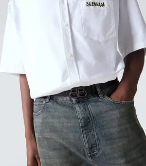 Balenciaga Bb Leather Belt - Black