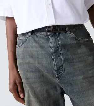 Balenciaga Bb Leather Belt - Black