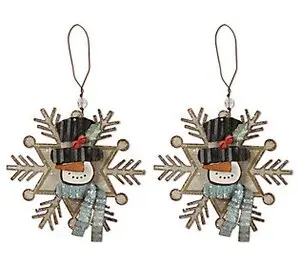 SUNSET VISTA DESIGNS Svd Set Of 2 Snowman Snowflake Ornaments - One-color