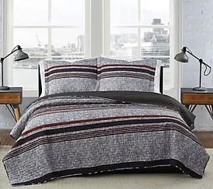 London Fog Warren Stripe Twin Xl 2-piece Quilt Et - One-color