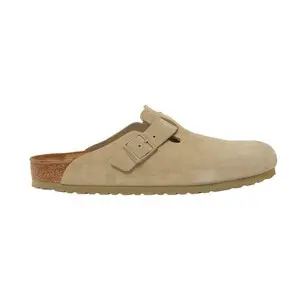 BIRKENSTOCK Boston VL/Fell Suede Leather Clogs Faded_khaki