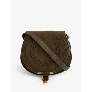 Chloé Marcie Suede Shoulder Bag Deep Olive