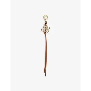 Loewe Loewe Anagram Leather And Gold-Toned Brass Charm Gold/tan