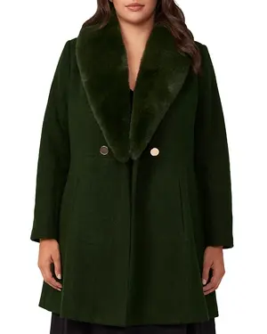 ESTELLE Grammys Faux Fur Trimmed Coat - Olive