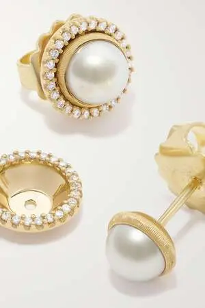 OLE LYNGGAARD COPENHAGEN Lotus Pearl And Diamond Earrings - Gold