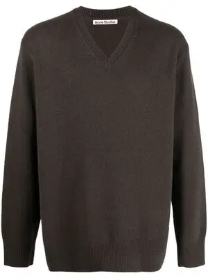 Acne Studios V-neck Knitted Jumper - Brown