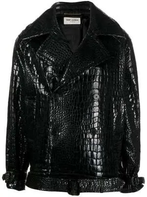 Saint Laurent Double-breasted Leather Coat