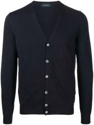 ZANONE Virgin-wool Blend Buttoned Cardigan - Blue