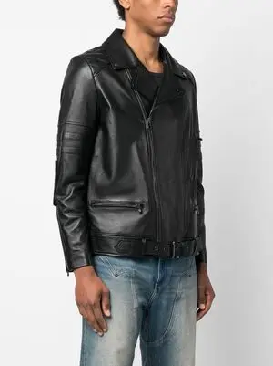 MANOKHI Off-centre Zip-fastening Leather Jacket