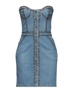 Moschino Mini Denim Dress With Appliqués