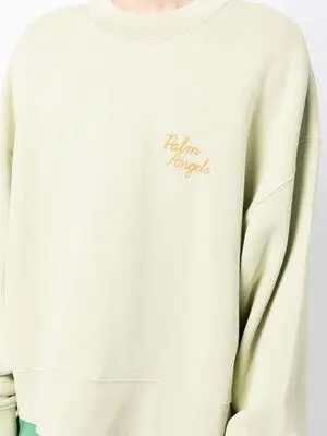 Palm Angels Logo-embroidered Sweatshirt - Green