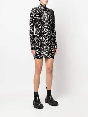 Roberto Cavalli Leopard Jacquard Mini Dress