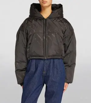 Alexander Wang Cropped Logo Puffer Jacket