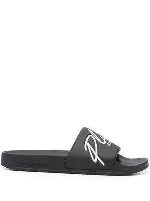 Philipp Plein Logo-print Slides - Black