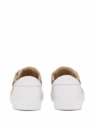 Burberry Checked Leather Lace-up Sneakers - White
