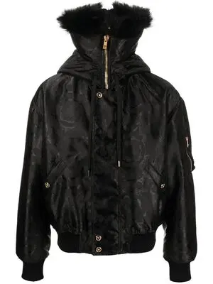 Versace Baroque-print Shearling-lined Jacket