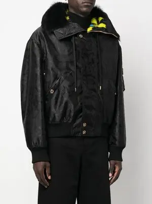 Versace Baroque-print Shearling-lined Jacket