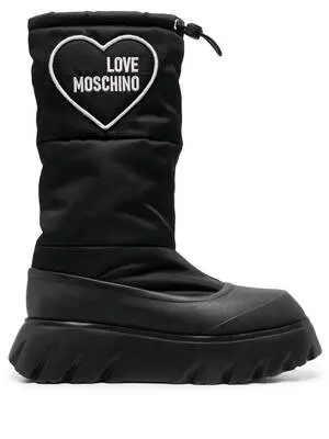 Moschino Padded Heart-patch Ankle Boots - Black