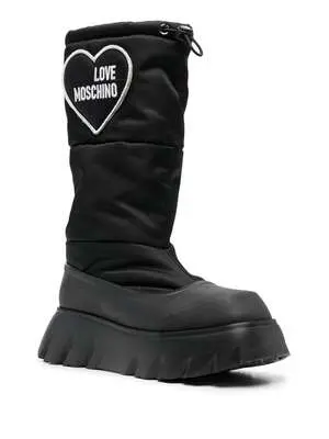 Moschino Padded Heart-patch Ankle Boots - Black