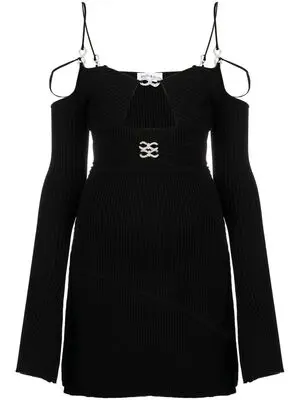 Mach & Mach Crystal-embellished Bow Mini Dress