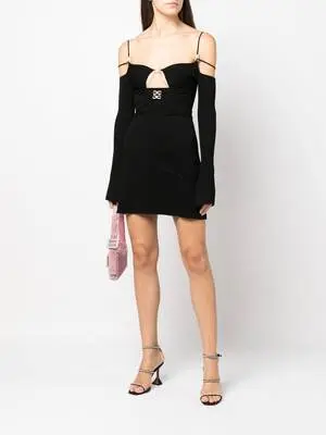 Mach & Mach Crystal-embellished Bow Mini Dress